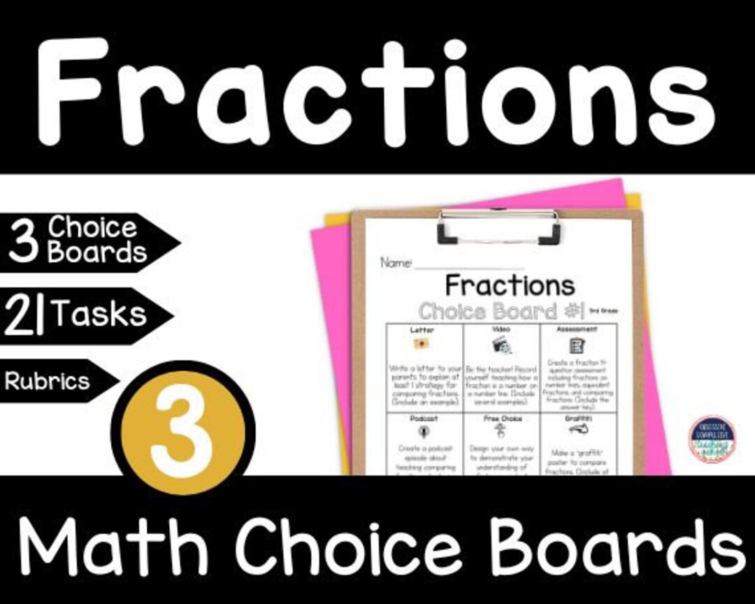3rd Grde Math Choice Boards- Comparing and Equivalent Fractions ...
