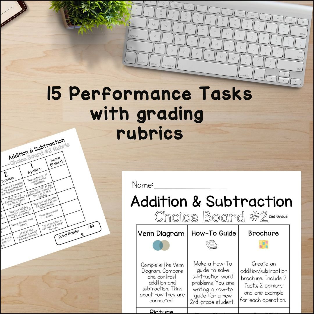 2nd Grade Math Choice Boards Addition and Subtraction- Practice and ...