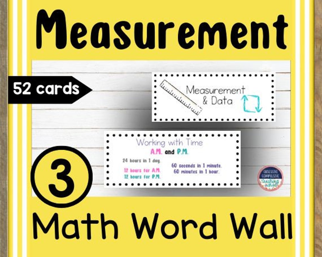 3rd Grade Math Word Wall Measurement- Vocabulary Cards - Etsy