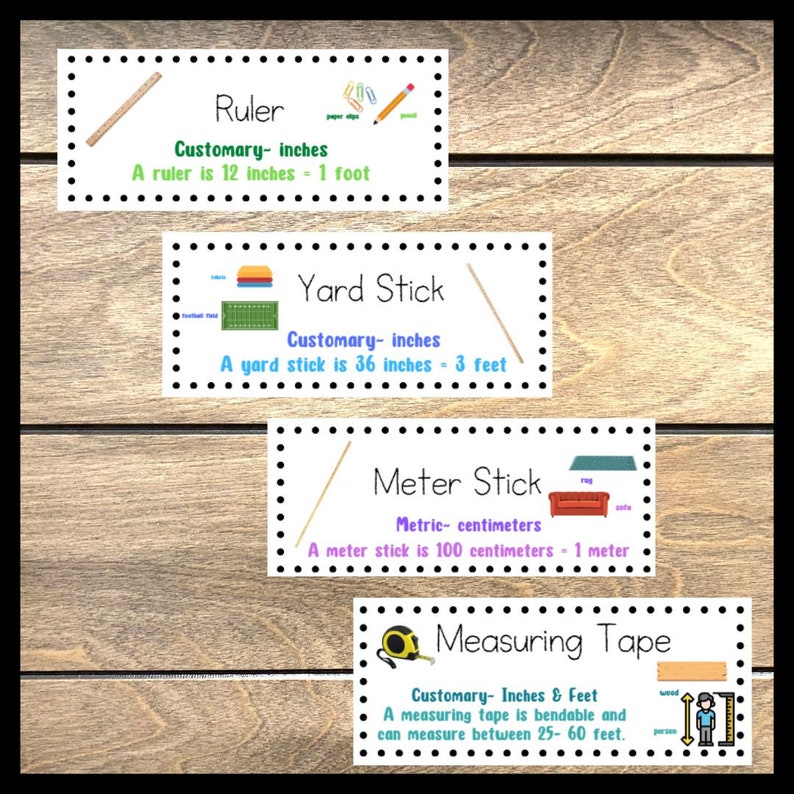 2nd Grade Math Word Wall Measurment- Vocabulary Cards - Etsy
