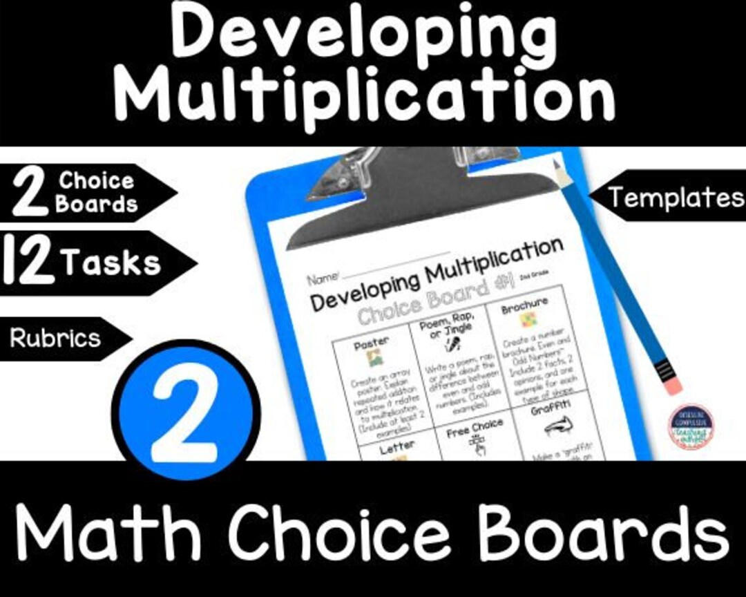 2nd Grade Math Choice Boards Developing Multiplication- Practice and ...