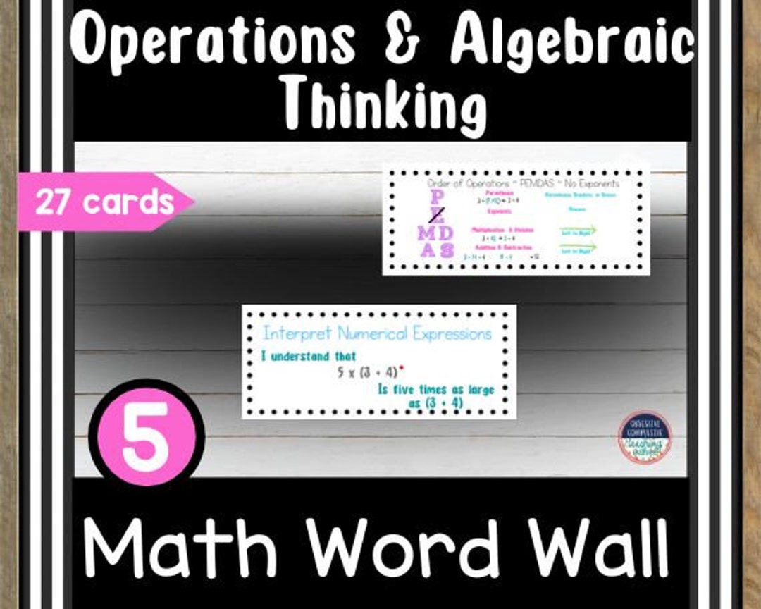 5th Grade Math Word Wall Operations and Alegbraic Thinking- Vocabulary ...