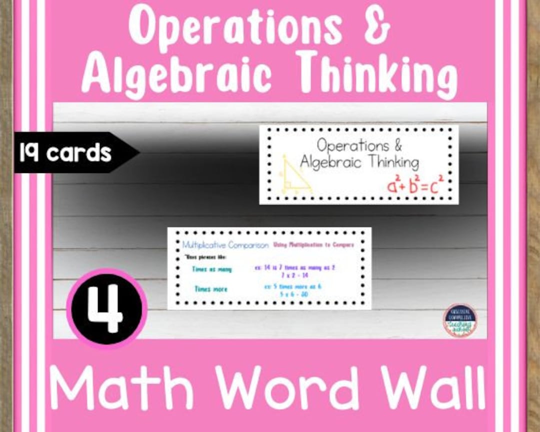 4th Grade Math Word Wall Operations & Algebraic Thinking- Vocabulary ...