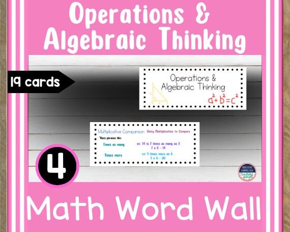 4th Grade Math Word Wall Operations & Algebraic Thinking- Vocabulary ...