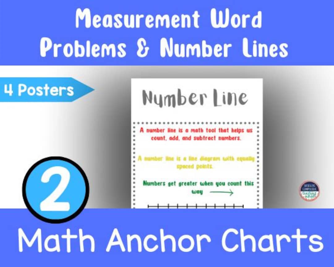 2nd Grade Math Anchor Charts Measurement Word Problems and Number Lines ...