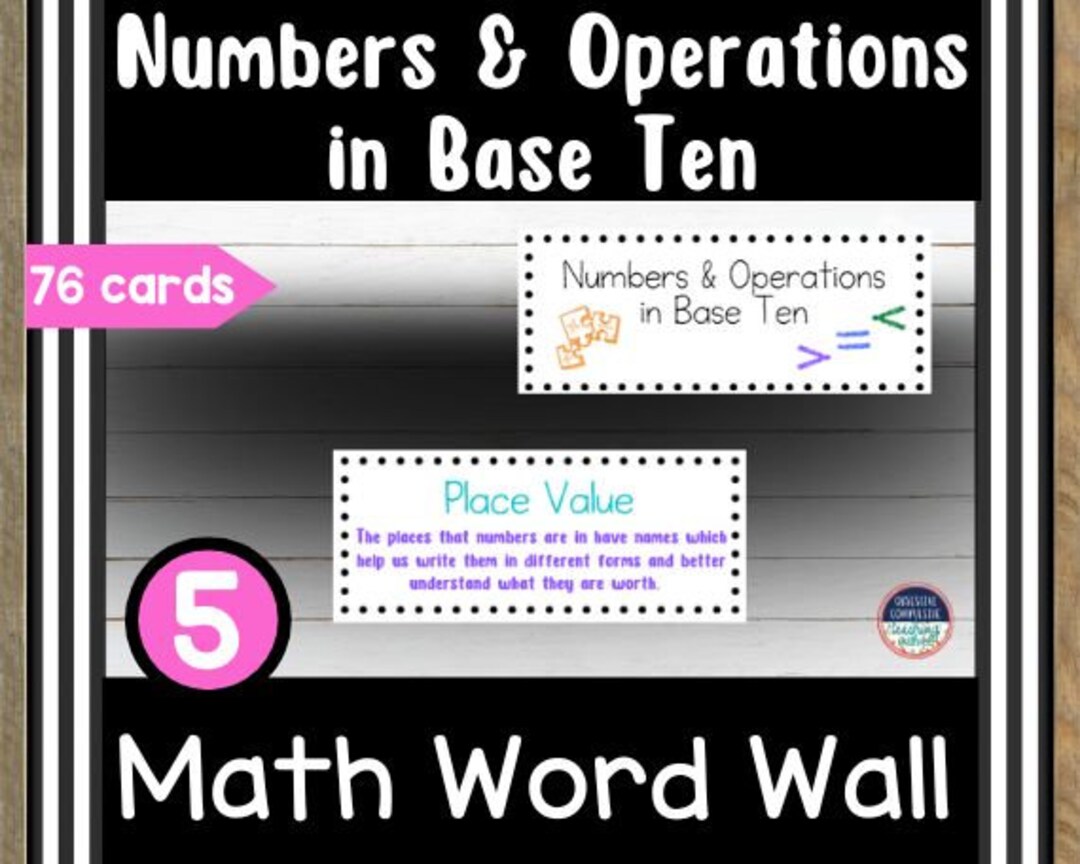 5th Grade Math Word Wall Numbers and Operations in Base Ten- Vocabulary ...