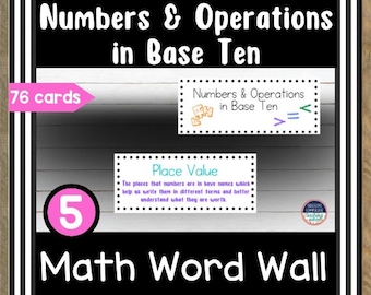 1st Grade Math Word Wall Numbers and Operations in Base Ten - Etsy