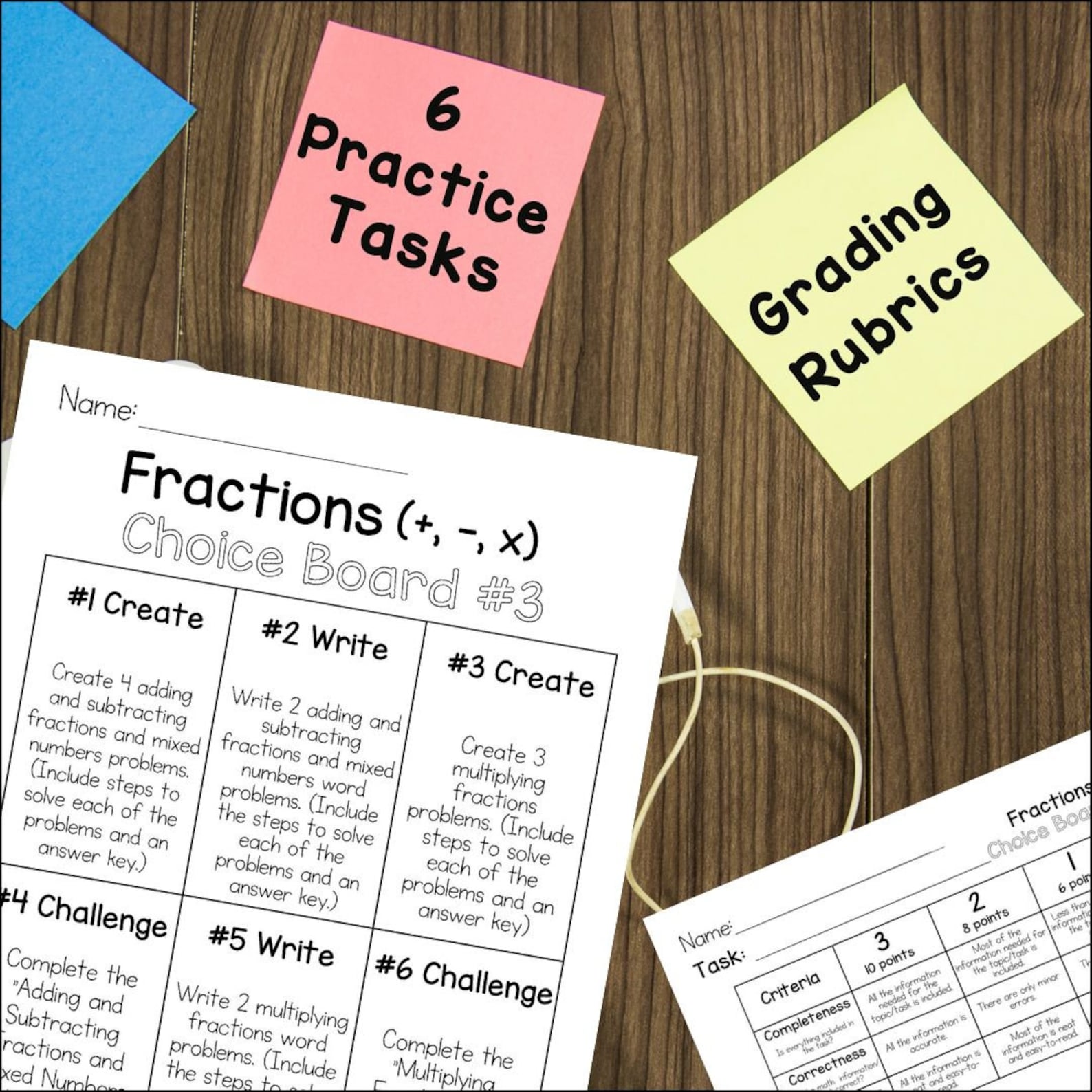 4th Grade Math Choice Boards Fraction Operations- Activities - Etsy