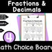 4th Grade Math Choice Boards- Fractions and Decimals- Practice and ...