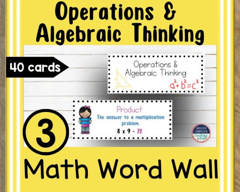 3rd Grade Math Word Wall Operations and Algebraic Thinking - Vocabulary ...