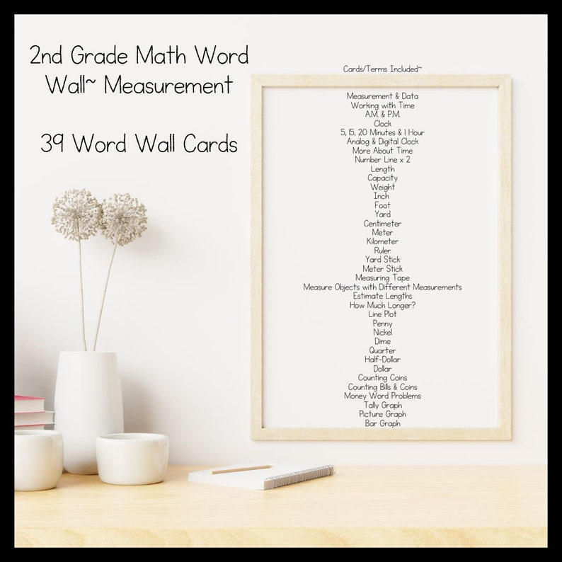2nd Grade Math Word Wall Measurment- Vocabulary Cards - Etsy