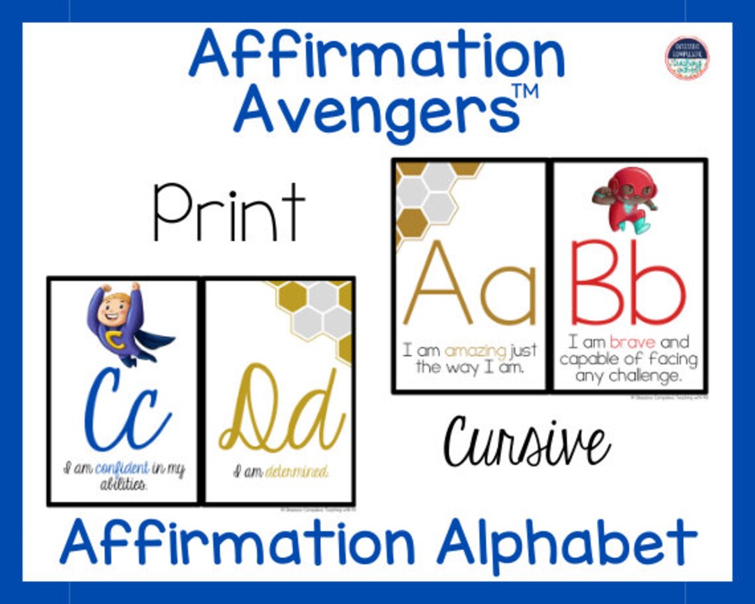 Affirmation Avengers Classroom Affirmation Alphabet SEL, Self-esteem ...