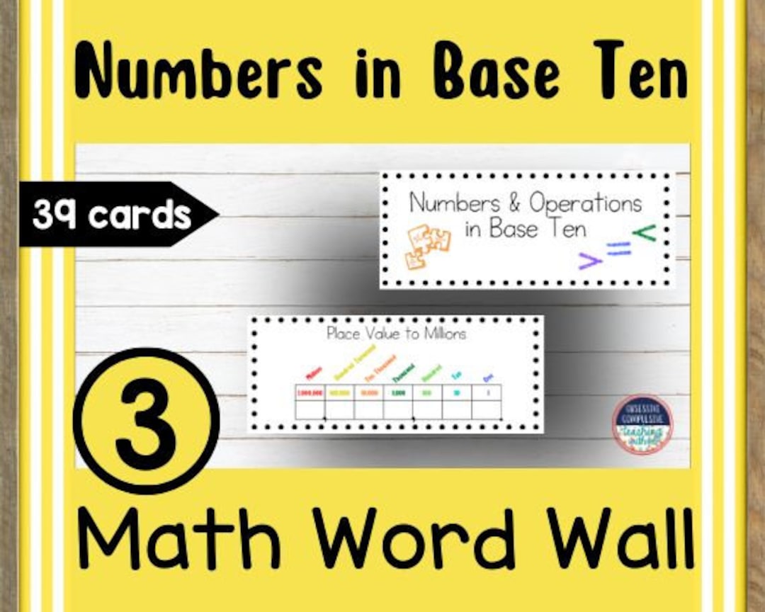 3rd Grade Math Word Wall Numbers in Base Ten- Vocabulary Cards - Etsy