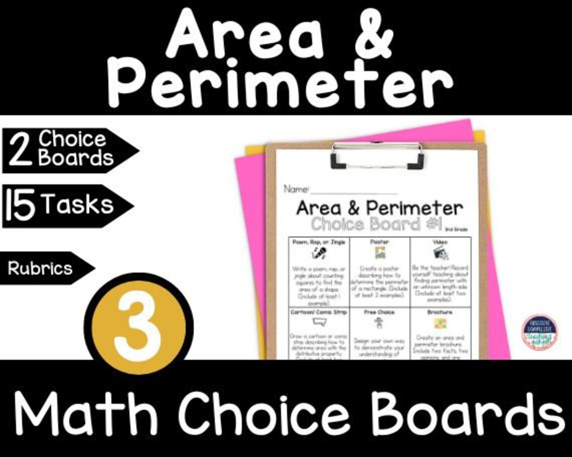 3rd Grade Math Choice Boards Area and Perimeter- Practice and ...