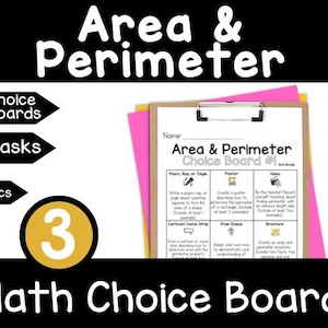 3rd Grade Math Choice Boards Area and Perimeter- Practice and ...