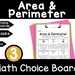 3rd Grade Math Choice Boards Area and Perimeter- Practice and ...