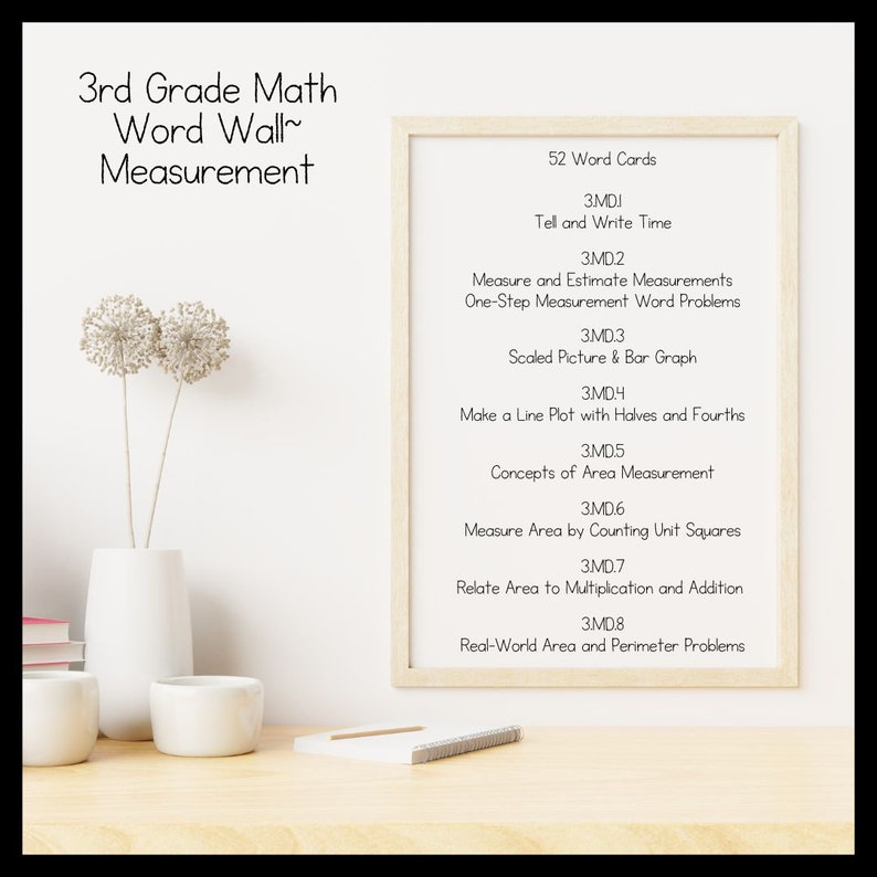 3rd Grade Math Word Wall Measurement- Vocabulary Cards - Etsy