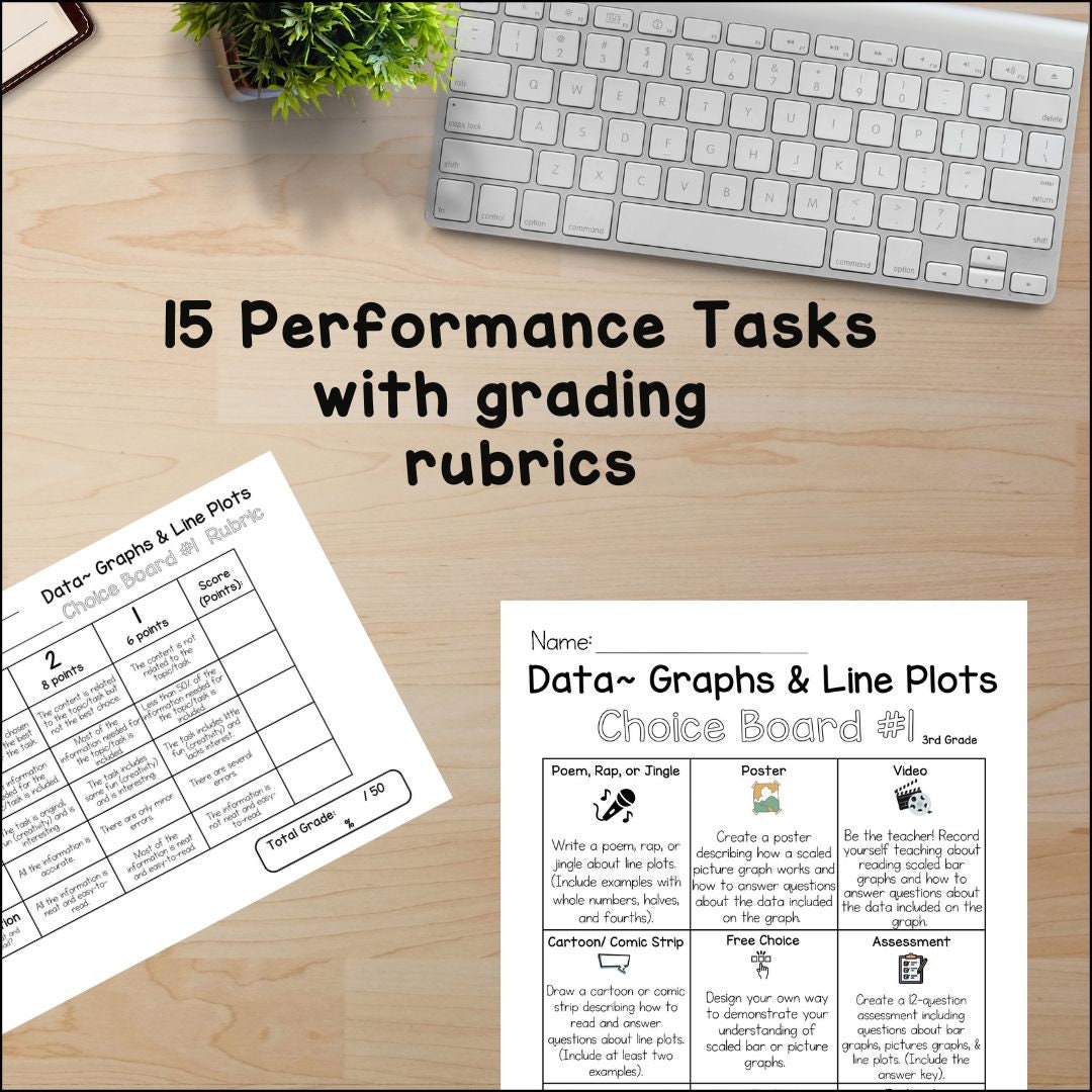 3rd Grade Math Choice Boards- Data- Graphs and Line Plots- Practice and ...