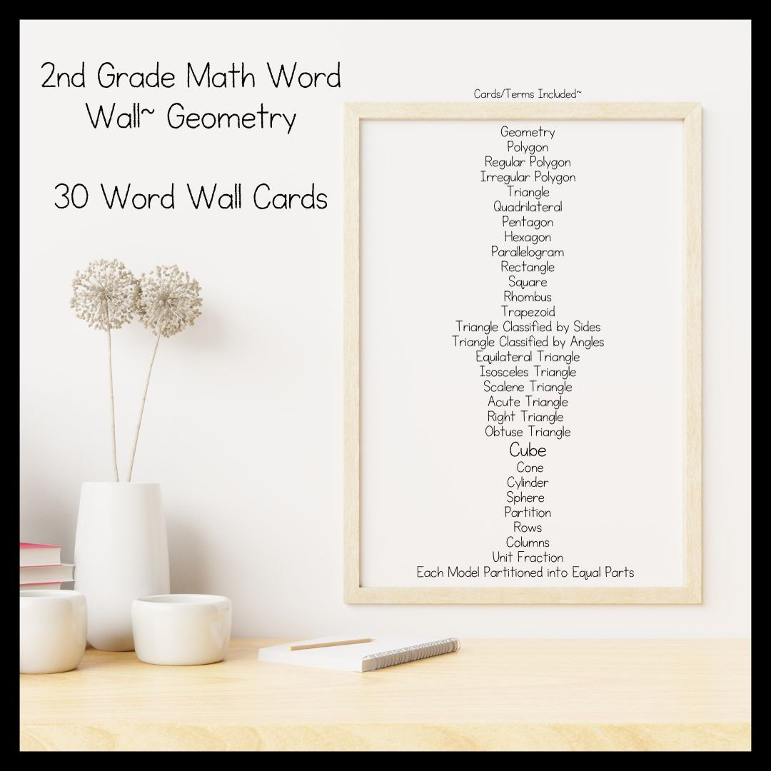 2nd Grade Math Word Wall Geometry- Vocabulary Cards - Etsy