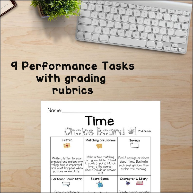 2nd Grade Math Choice Boards- Time- Practice and Activities - Etsy