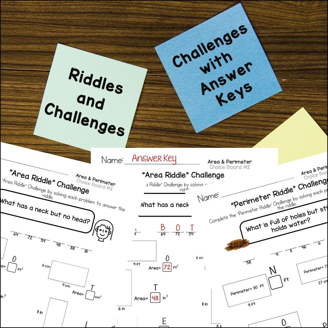 3rd Grade Math Choice Boards Area and Perimeter- Practice and ...