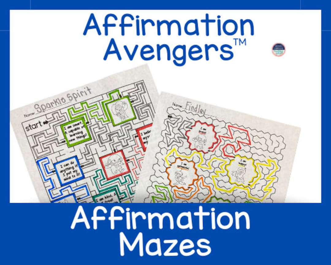 Affirmation Avengers Affirmation Mazes Classroom Activity SEL Support ...