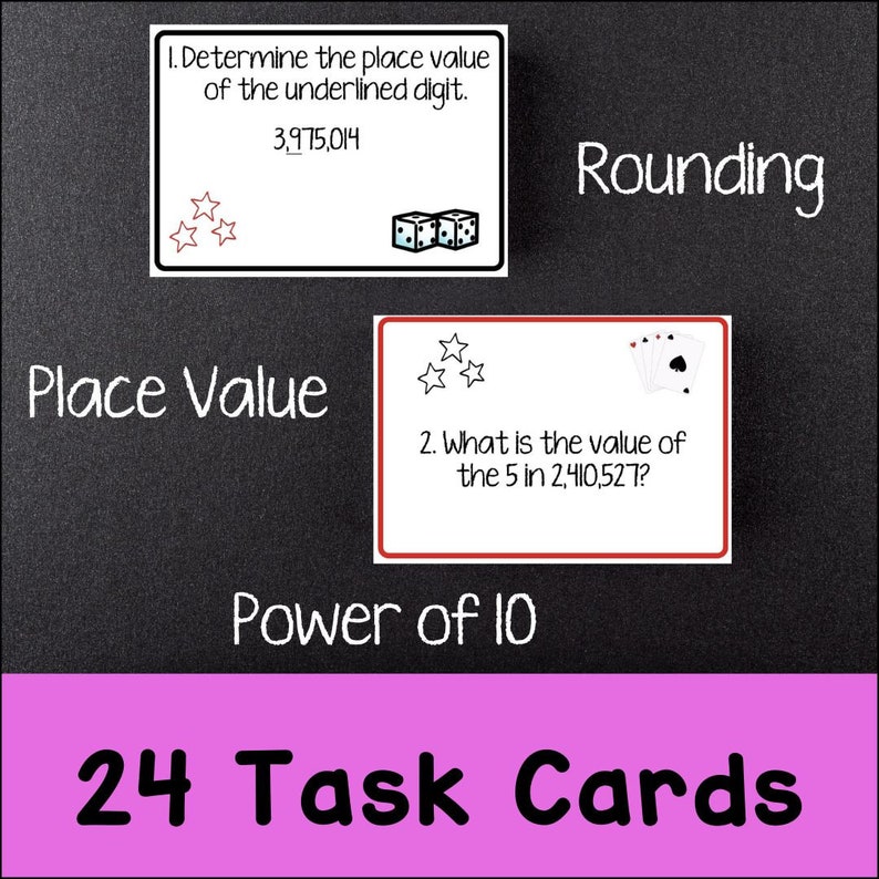 Tarjetas de tareas de valor posicional de matemáticas de cuarto grado ...