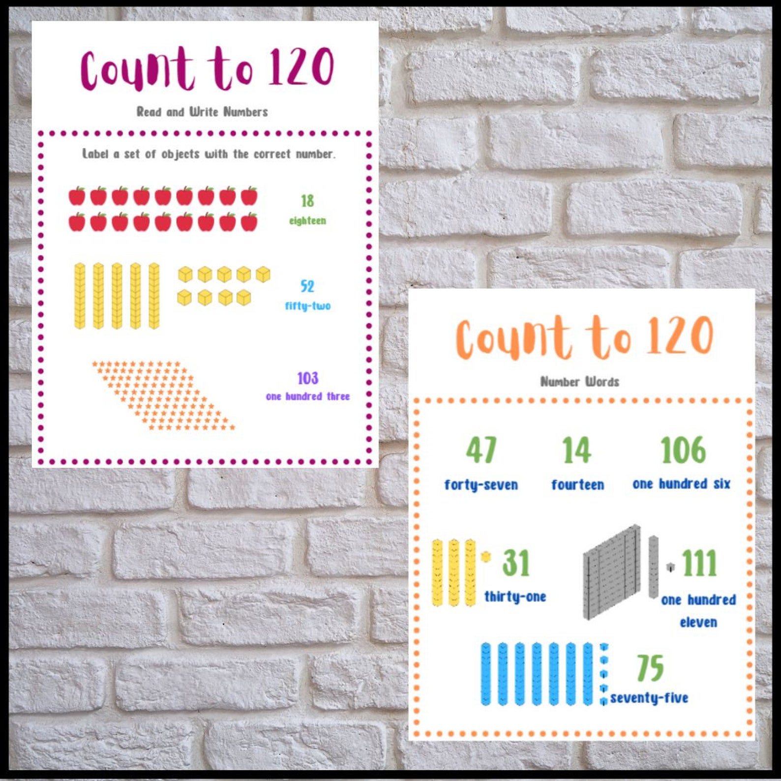1st Grade Math Anchor Charts Counting, Number Words, Read and Write ...