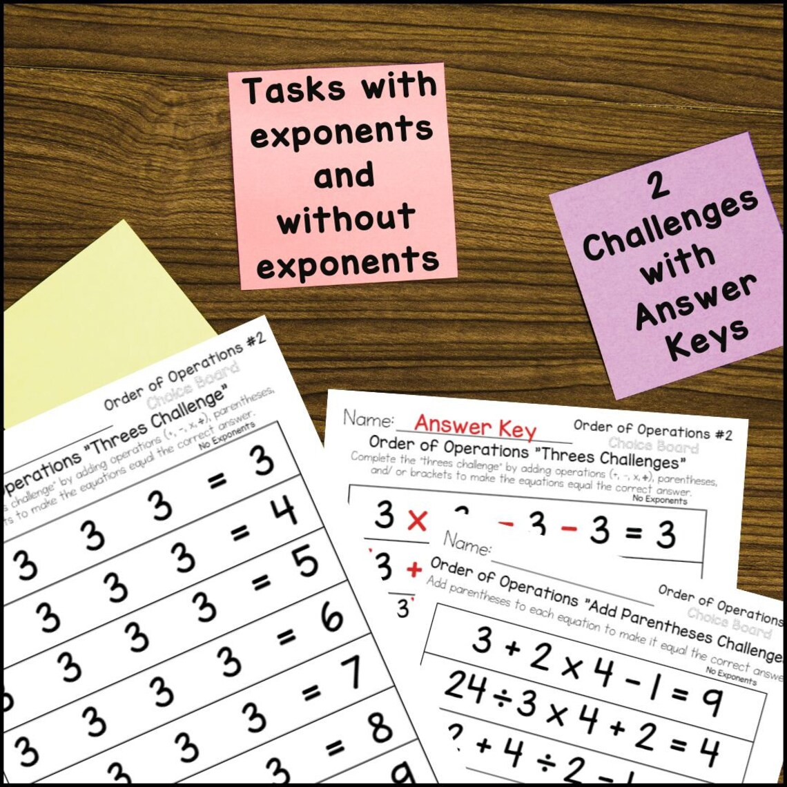 5th Grade Math Choice Boards Order of Operations - Etsy