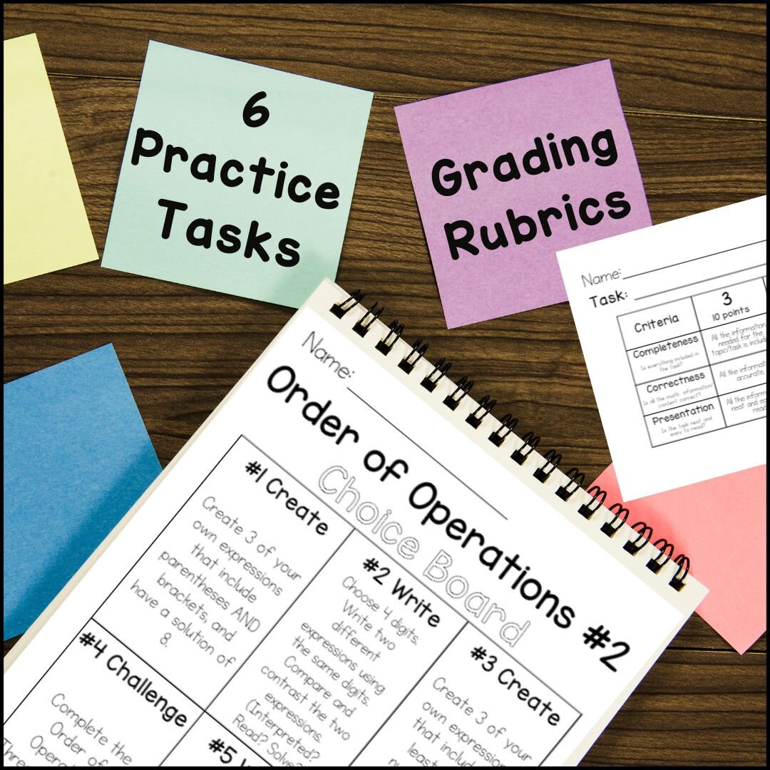 5th Grade Math Choice Boards Order of Operations - Etsy