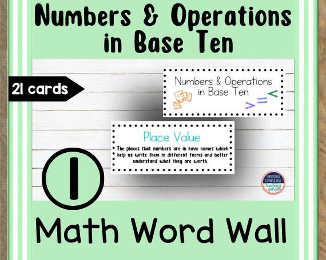 1st Grade Math Word Wall Numbers and Operations in Base Ten- Vocabulary ...