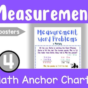 4th Grade Math Anchor Charts Measurement Metric and Customary Posters ...