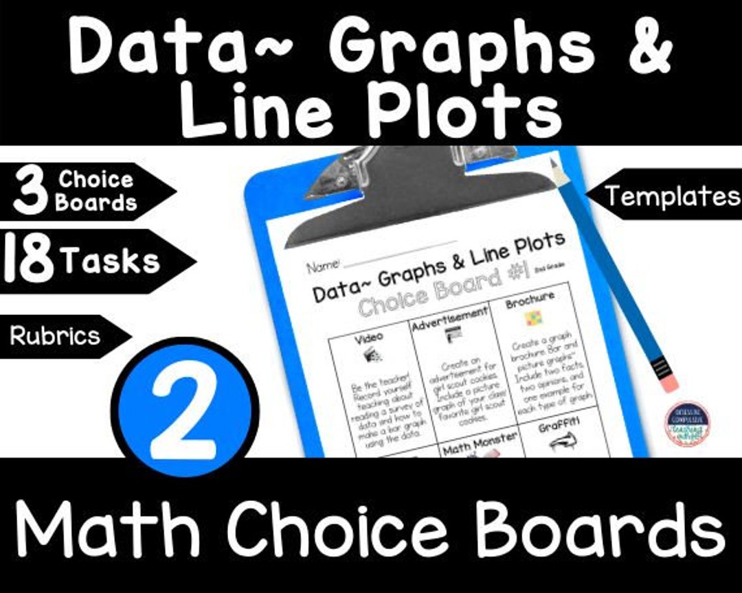 2nd Grade Math Choice Boards- Data, Graphs, and Line Plots- Practice ...