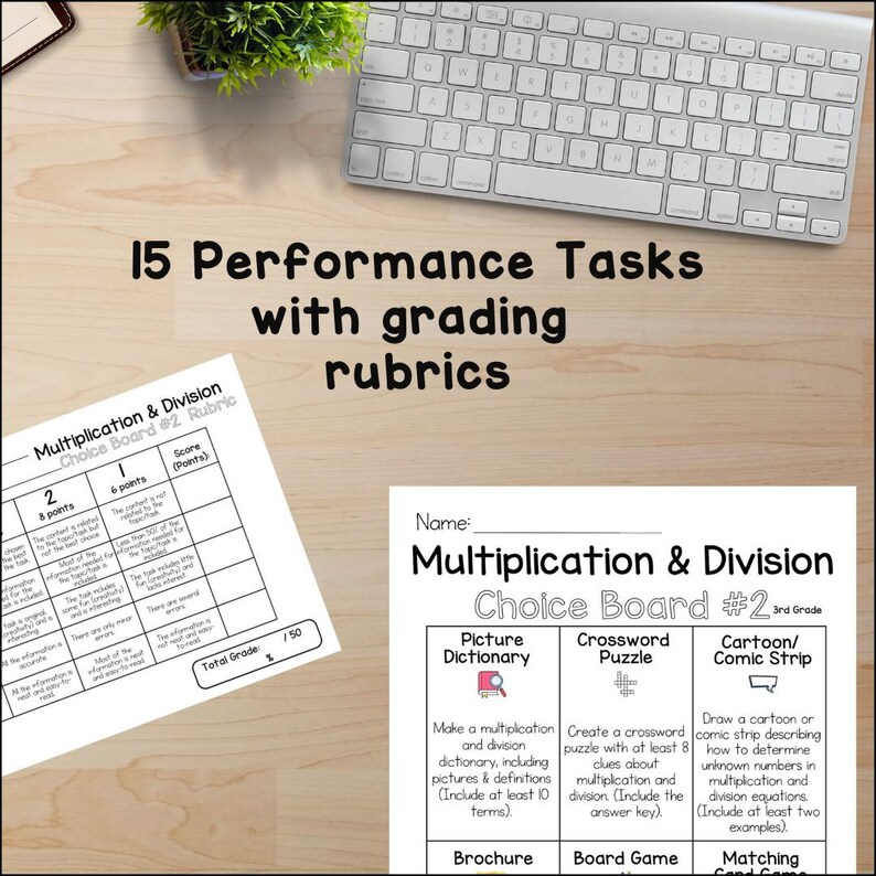 3rd Grade Math Choice Boards Multiplication and Division Practice and ...