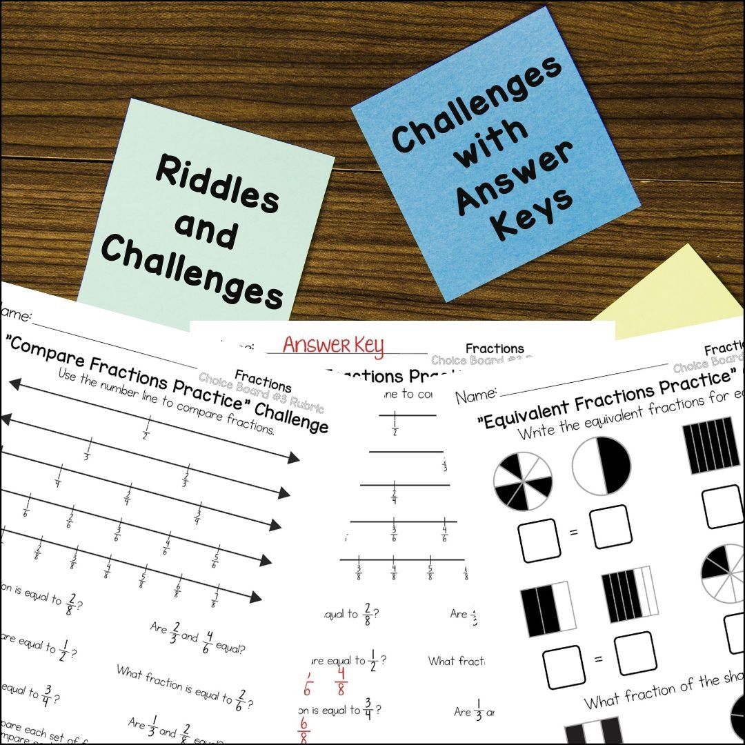 3rd Grde Math Choice Boards- Comparing and Equivalent Fractions ...