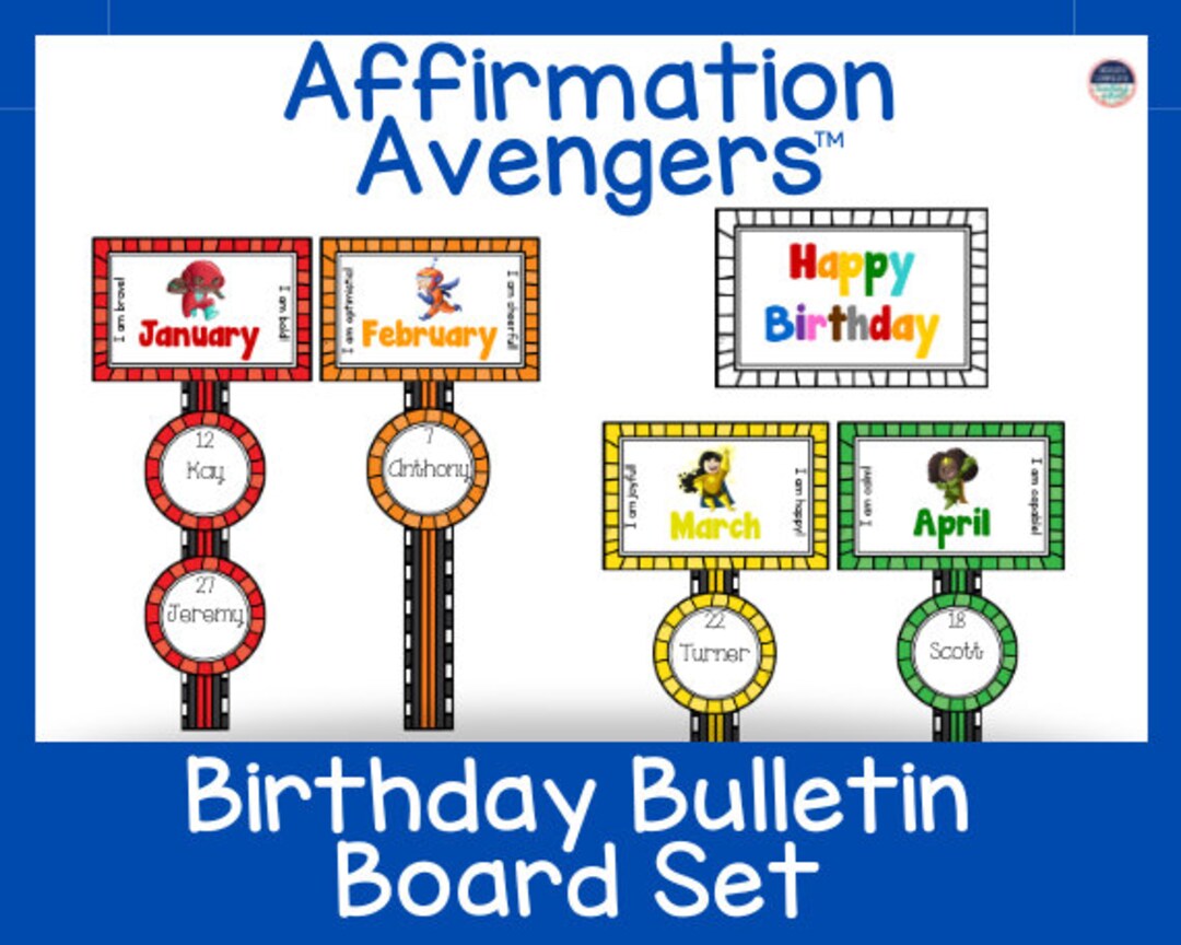 Affirmation Avengers Editable Classroom Birthday Chart SEL, Self-esteem ...
