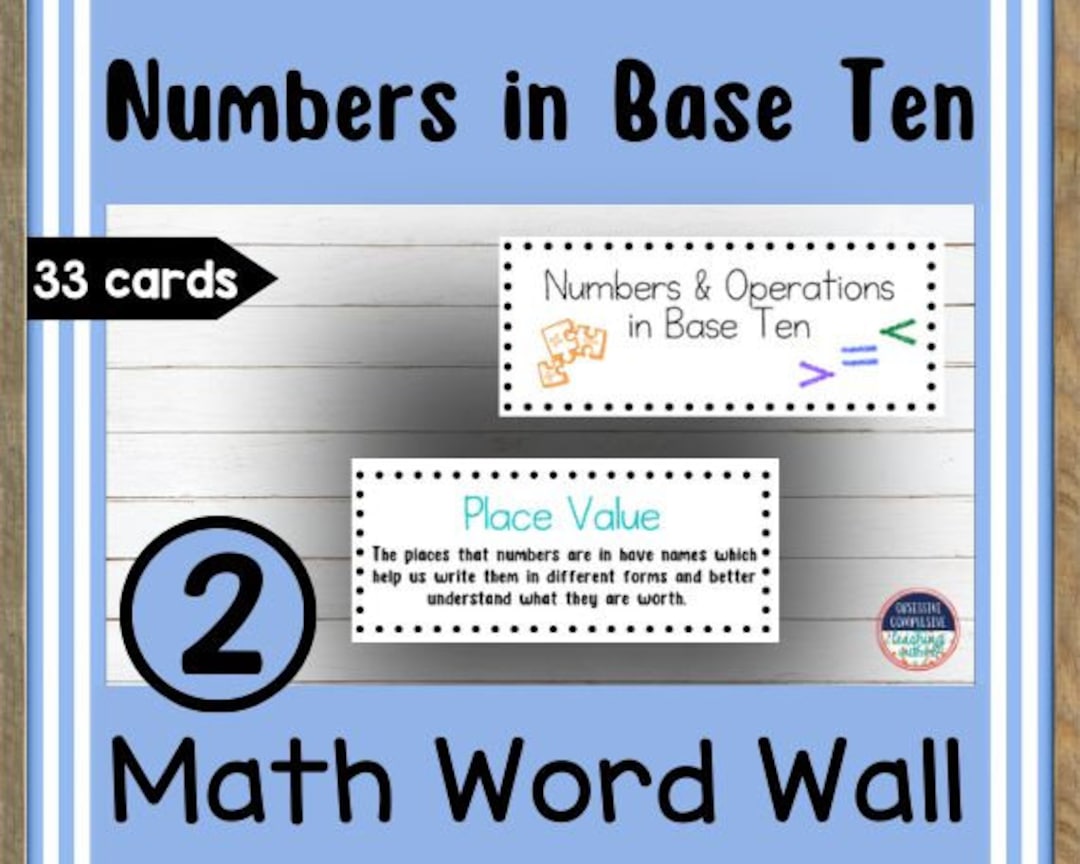 2nd Grade Math Word Wall- Numbers and Operations in Base Ten ...