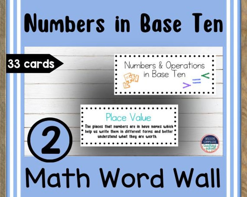 2nd Grade Math Word Wall- Numbers and Operations in Base Ten ...