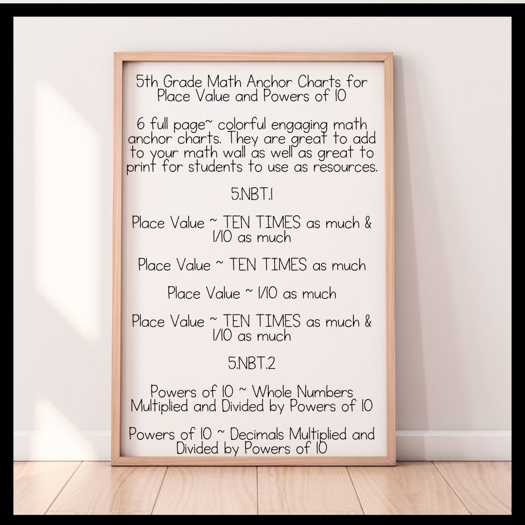 5th Grade Math Anchor Charts Place Value and Powers of 10 - Etsy