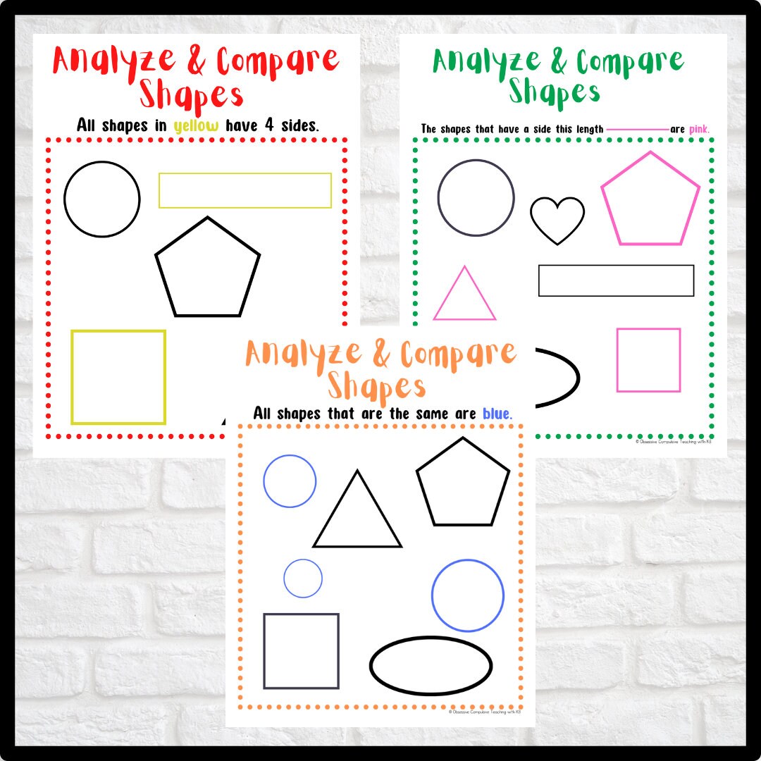 Kindergarten Math Anchor Charts Analyze, Compare, Create, and Compose ...