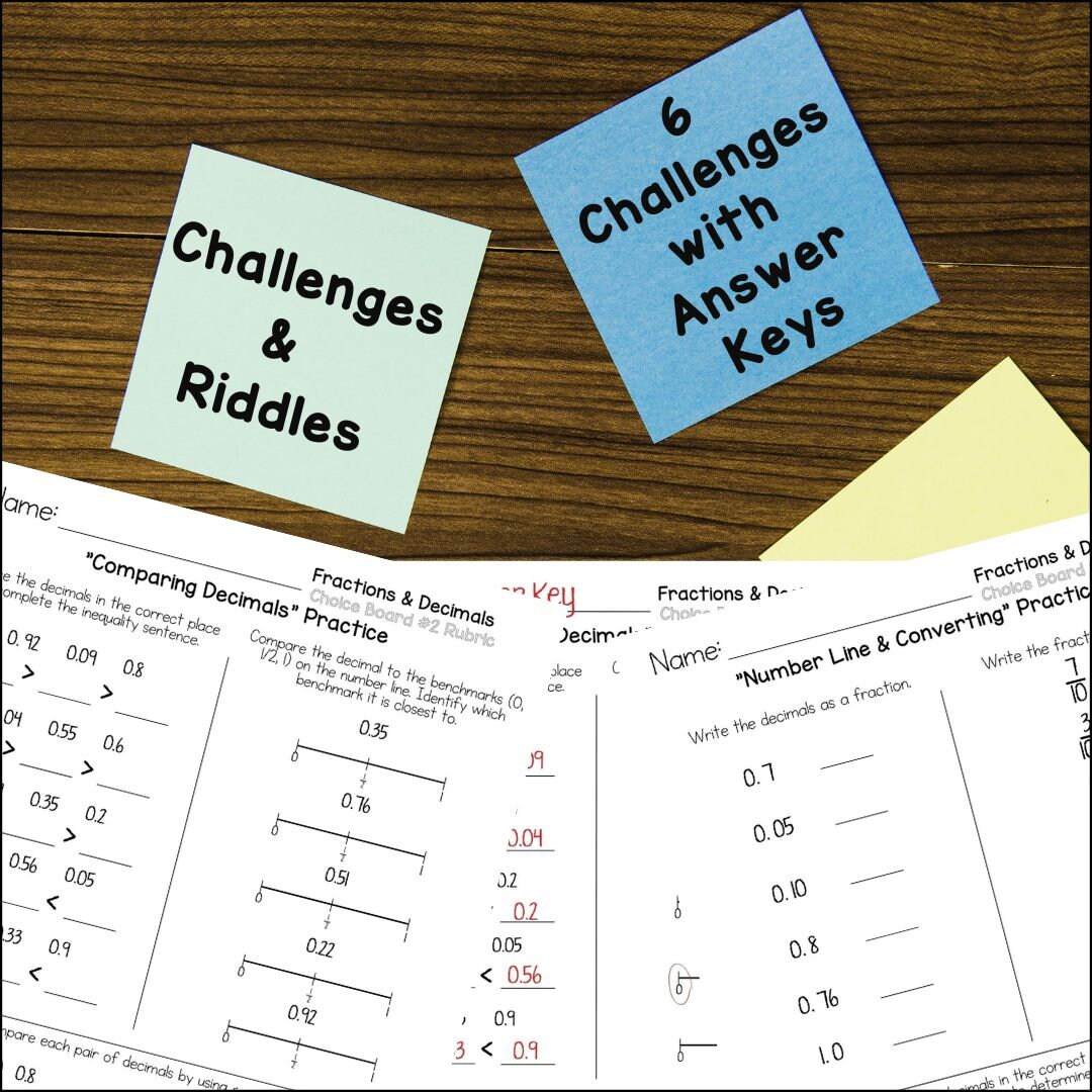 4th Grade Math Choice Boards All Fractions Bundle Practice and ...