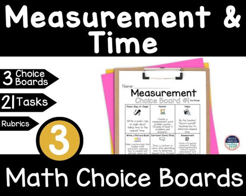 3rd Grade Math Choice Boards Measurement and Time Practice - Etsy