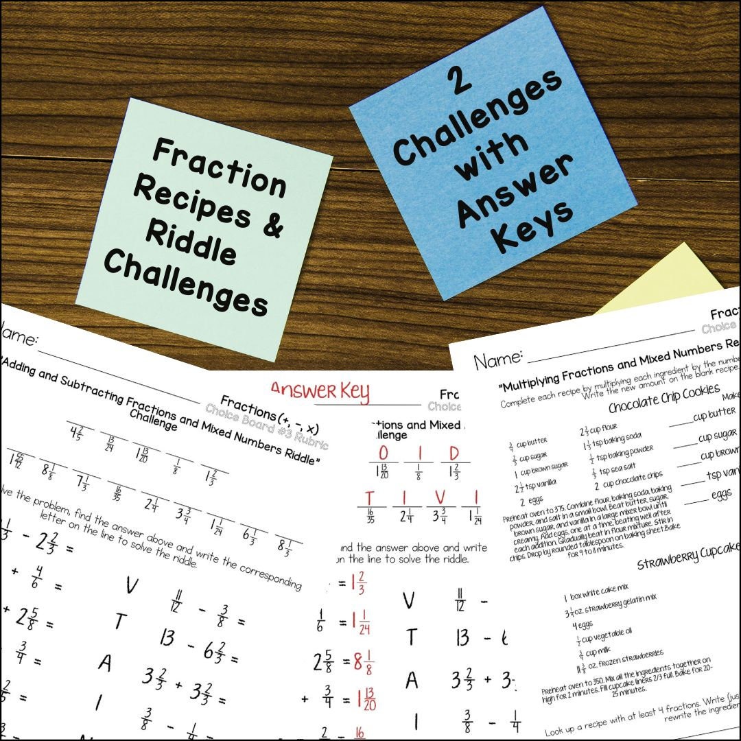 4th Grade Math Choice Boards Fraction Operations- Activities - Etsy