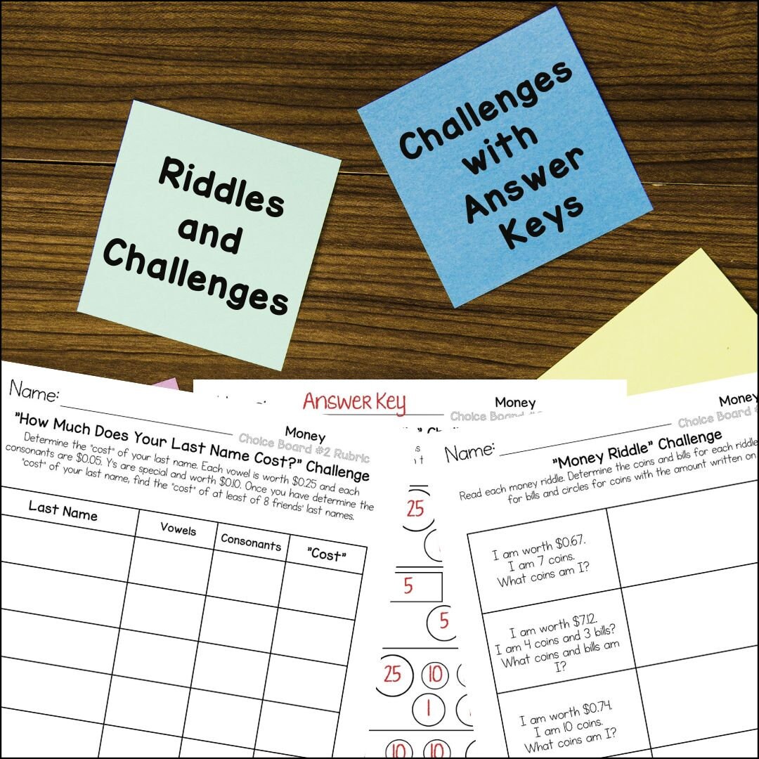 2nd Grade Math Choice Boards Money- Practice and Activities - Etsy