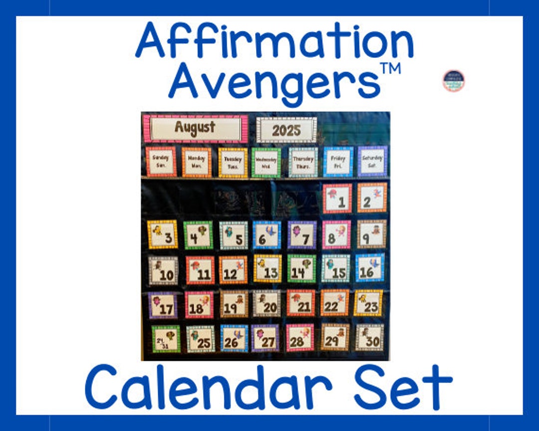 Affirmation Avengers Classroom Affirmation Calendar Set SEL, Self ...