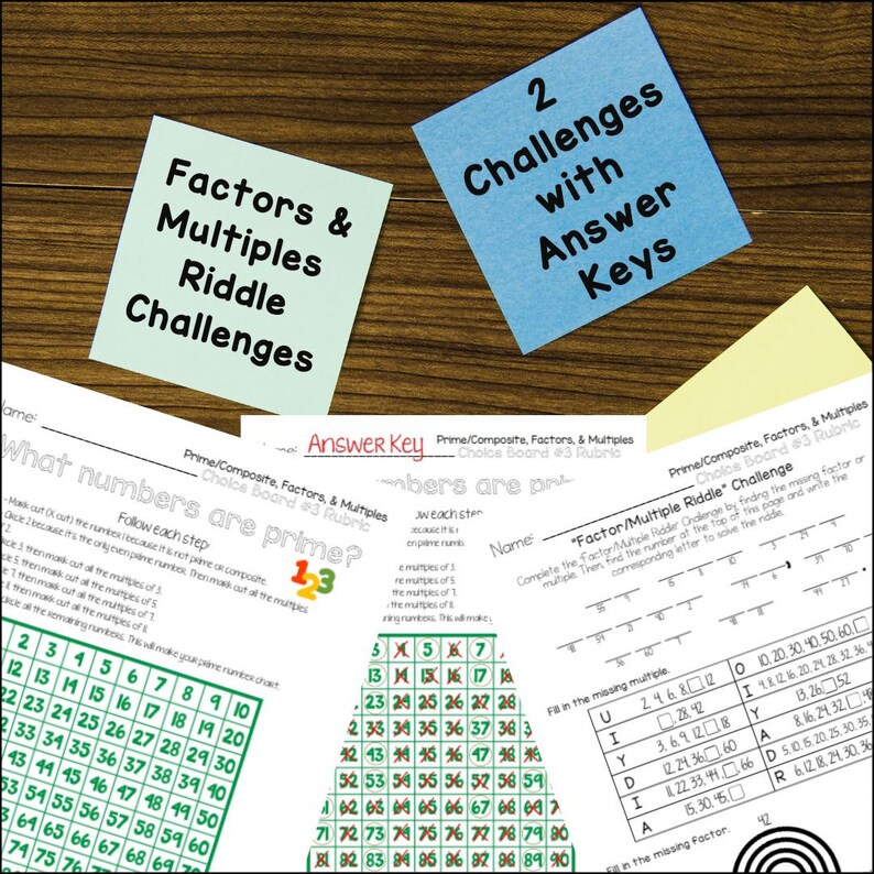 4th Grade Math Choice Boards Prime, Composite, Factors, and Multiples ...
