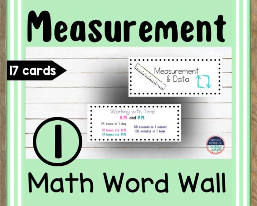 1st Grade Math Word Wall Measurement- Vocabulary Cards - Etsy
