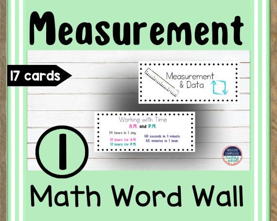 1st Grade Math Word Wall Measurement Vocabulary Cards - Etsy