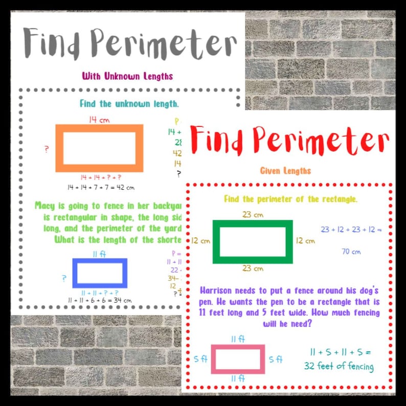 3rd Grade Math Anchor Charts Perimeter - Etsy