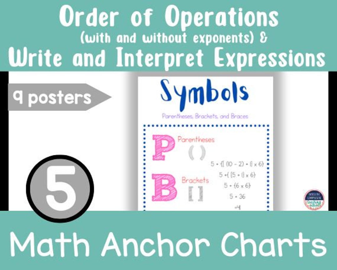 5th Grade Math Anchor Charts Order of Operations - Etsy